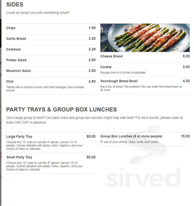 Alaska's Gourmet Subs menu in Anchorage, Alaska, USA