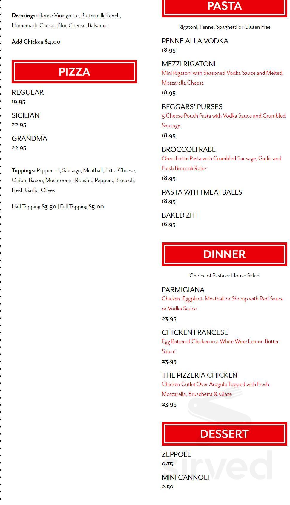 Menu for The Pizzeria - Bayport in Bayport, NY | Sirved