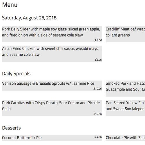 Three Little Pigs menu in Austin, Texas, USA