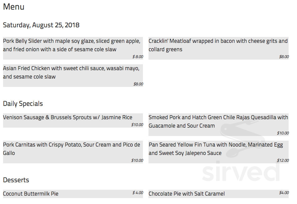 Three Little Pigs menu in Austin, Texas, USA