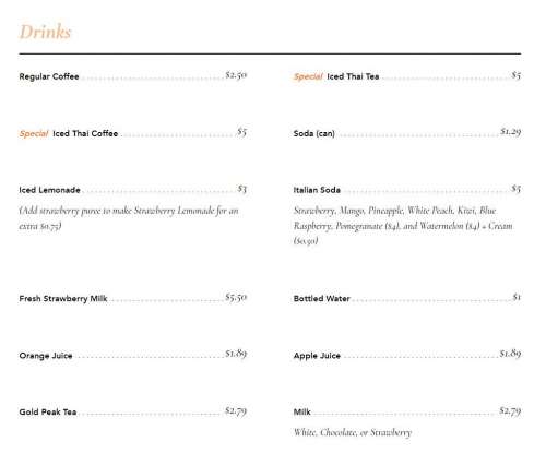 Tata Yaya menu in Cedar Falls, Iowa, USA