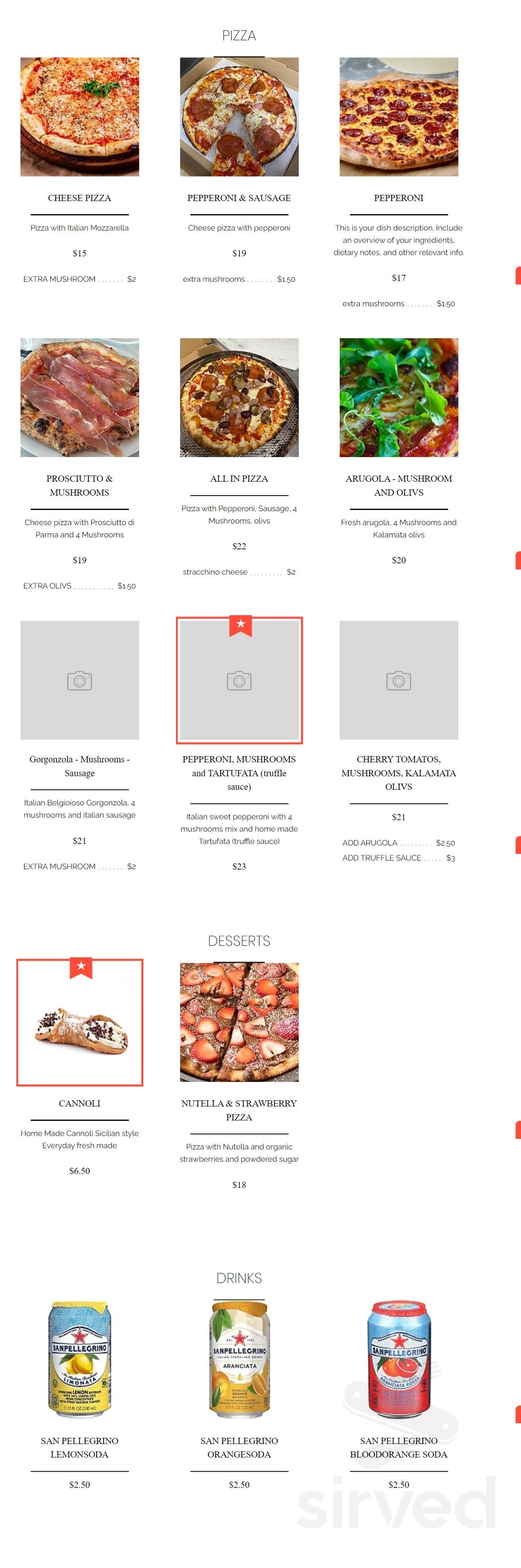 Pizza Amore Mio menu in San Rafael, California, USA