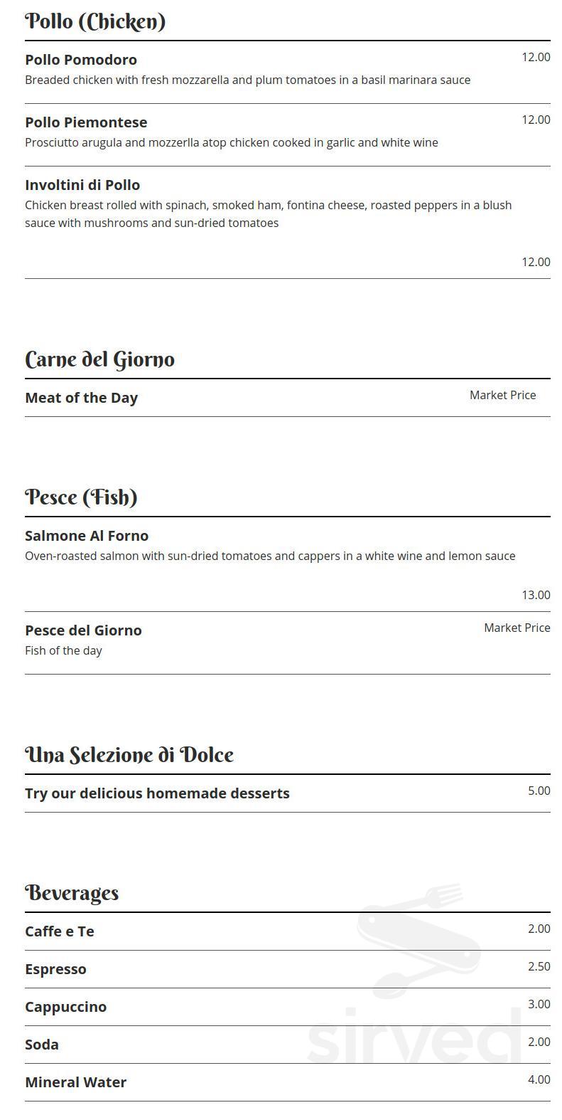 Il Fiore menu in Collingswood, New Jersey, USA