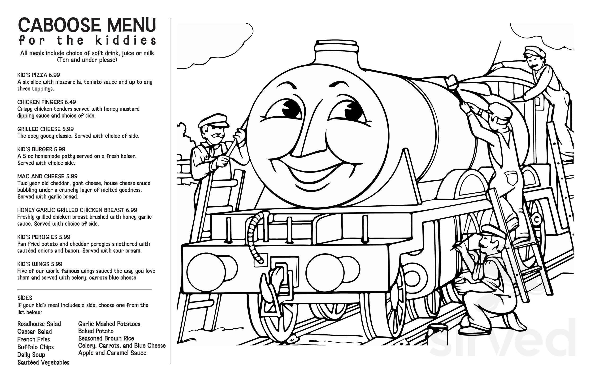 Cat's Caboose menus in St. Catharines, Ontario, Canada