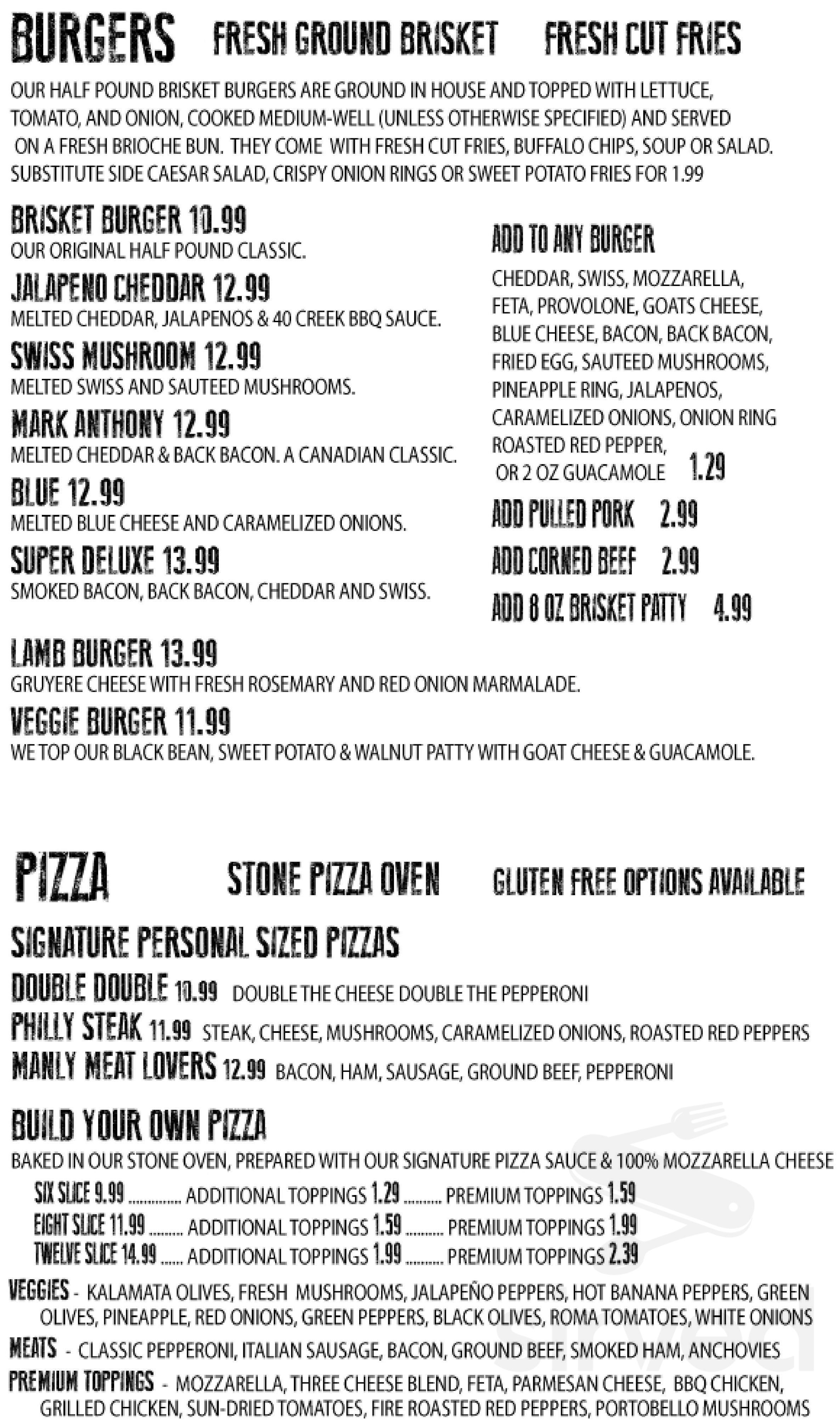 Cat's Caboose menu in St. Catharines, Ontario, Canada