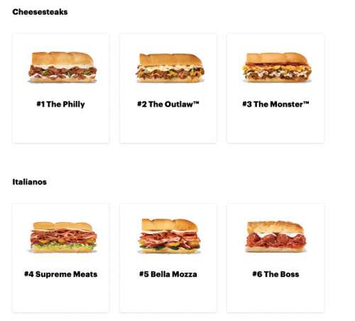 Subway menu in Olive Branch, Mississippi, USA