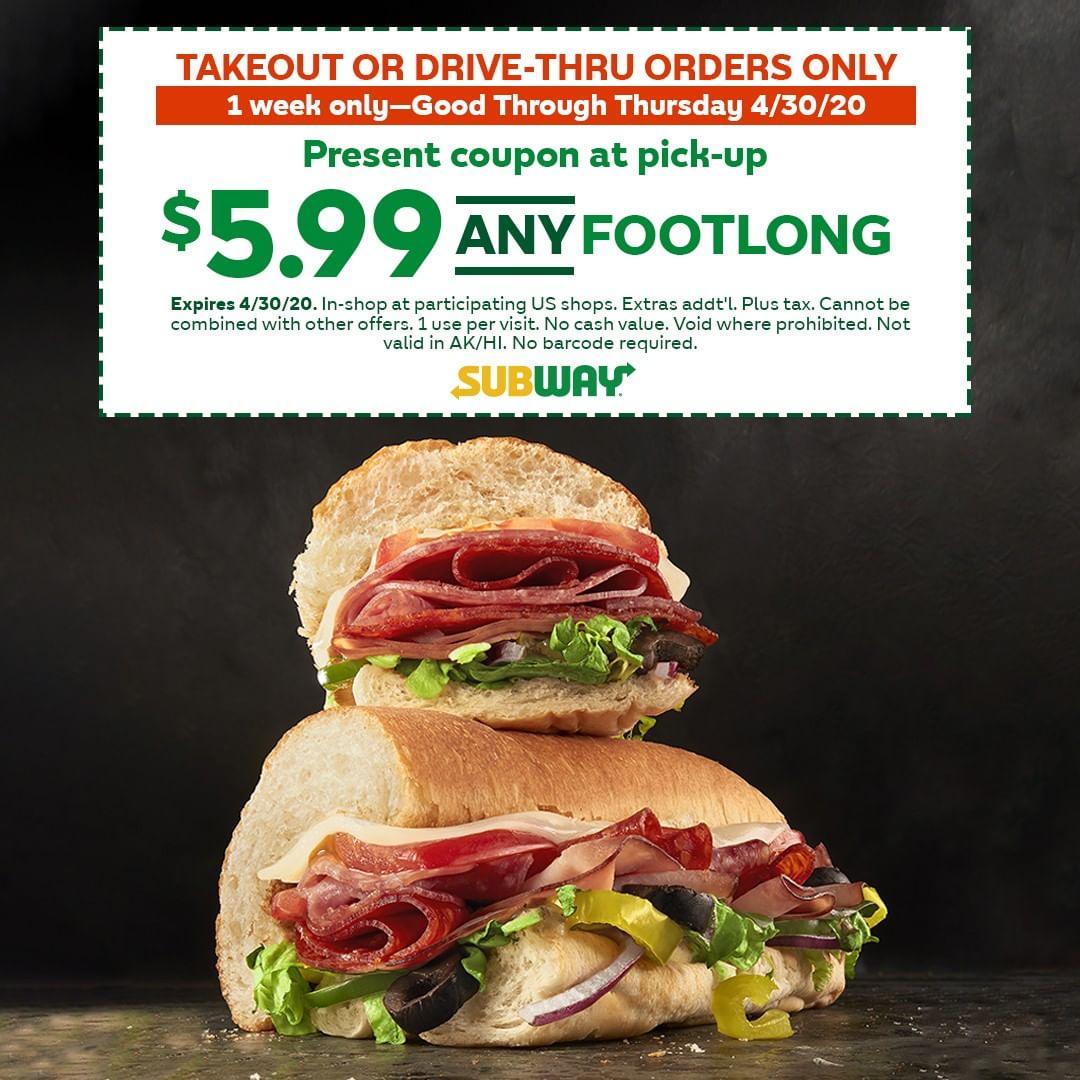 Subway menu in Duchesne, Utah, USA