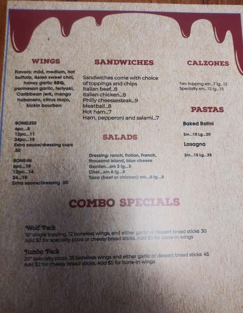 J & J Pizza menu in Winfield, Iowa, USA
