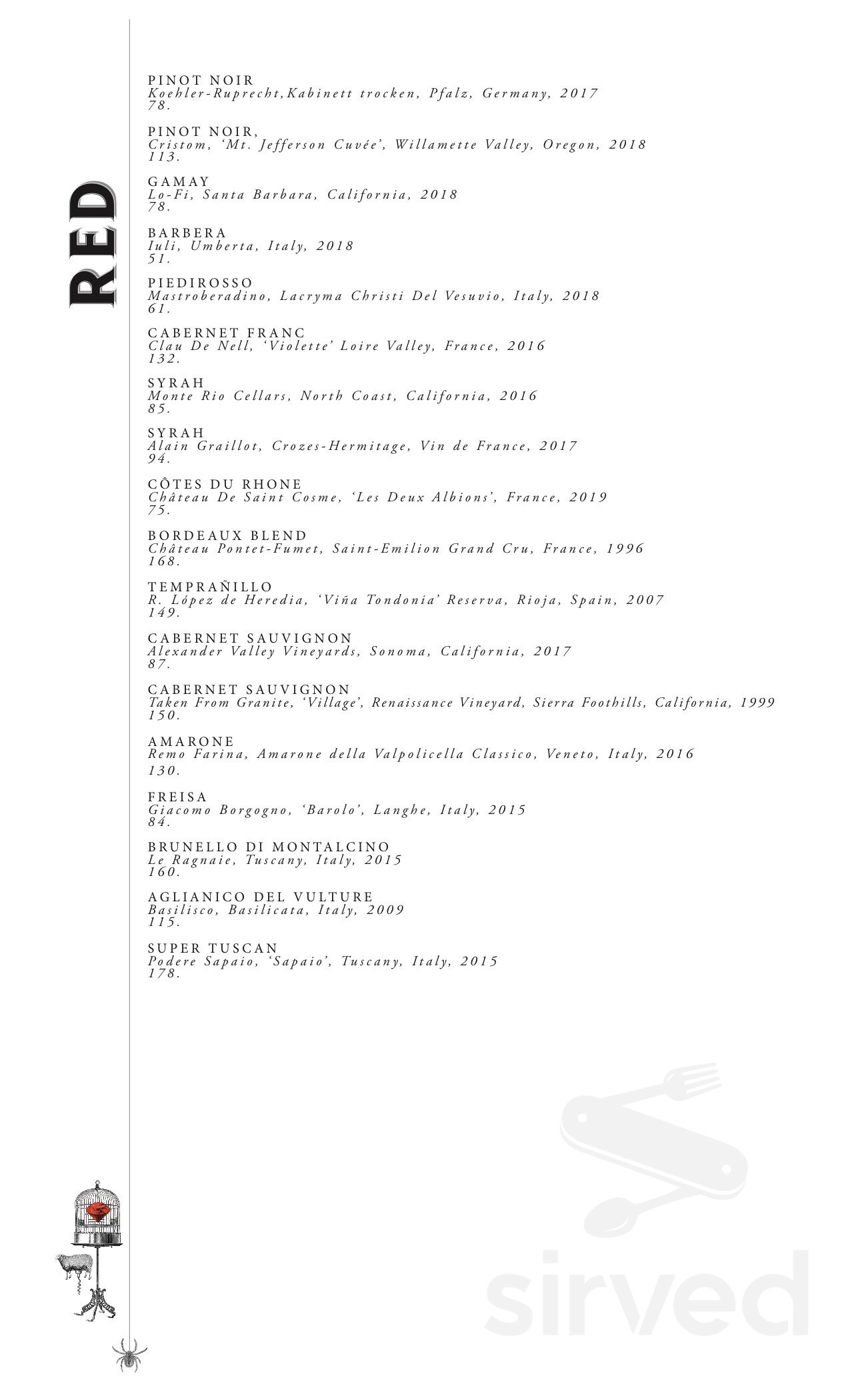 Menu for Friday Saturday Sunday in Philadelphia, PA | Sirved