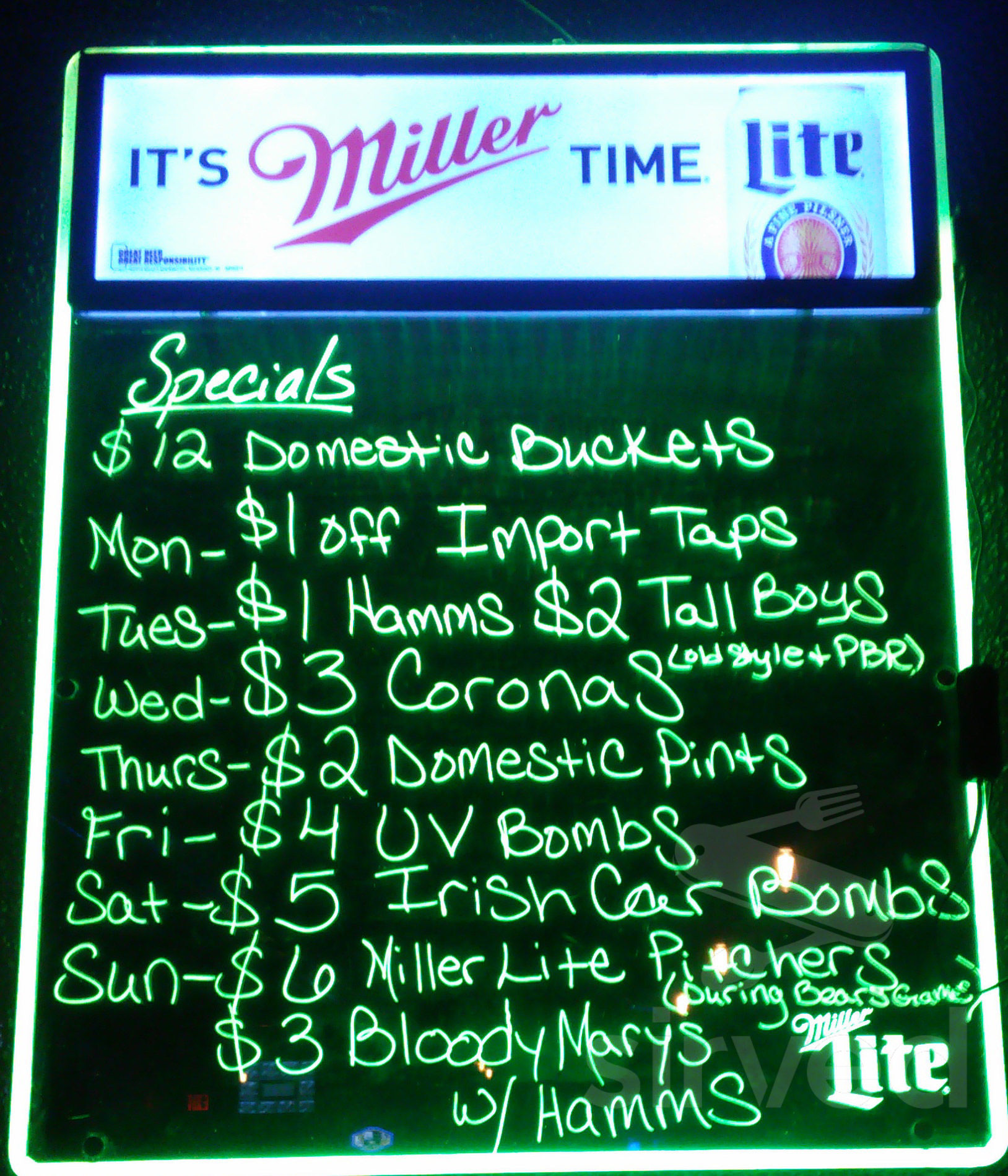 Tipsy's Tap menu in Berwyn, Illinois, USA