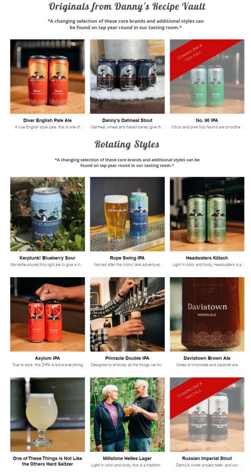 Lake St. George Brewing Company menu in Liberty, Maine, USA