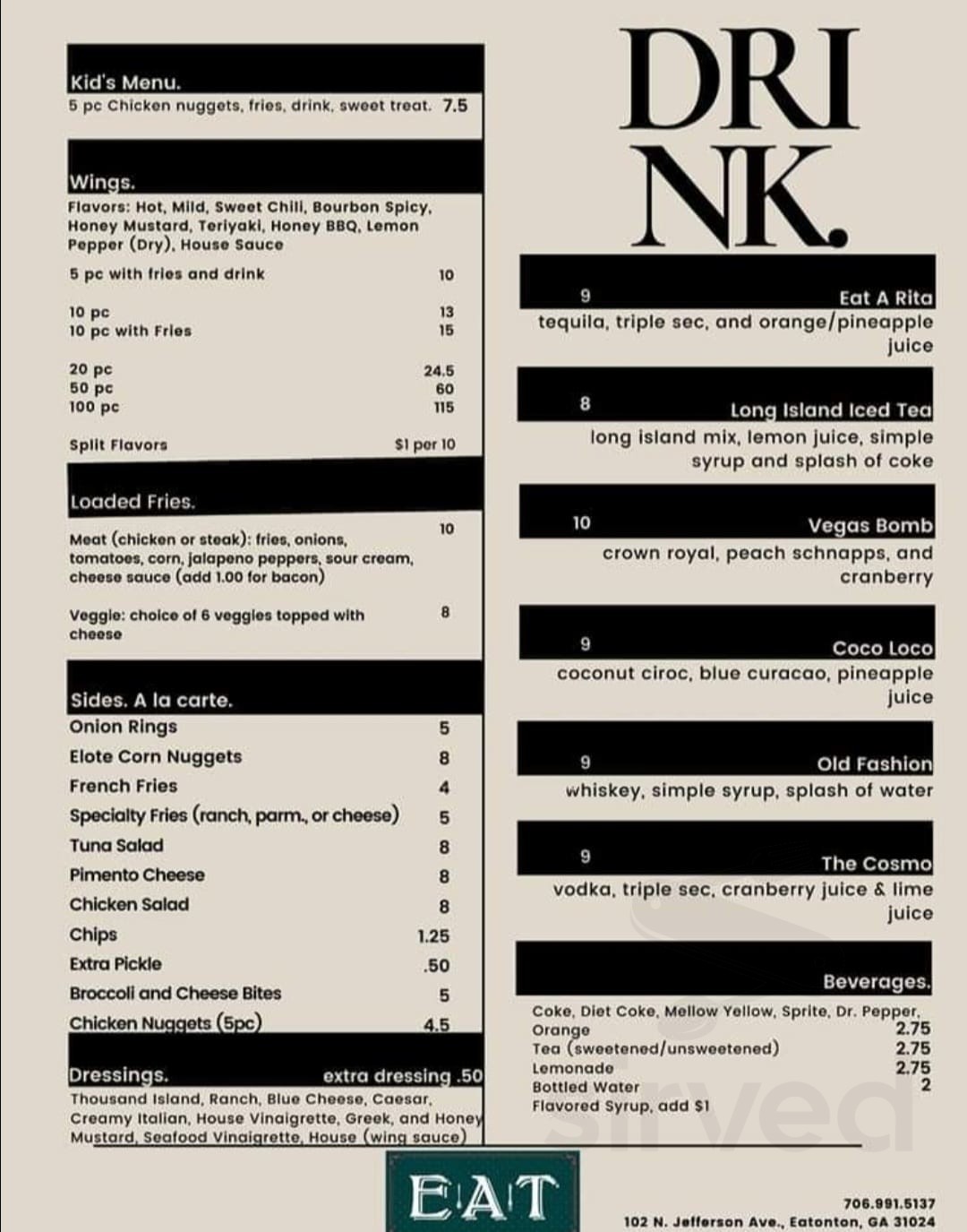 Menu - Eatonton GA's Eat a Ton Cafe | Sirved