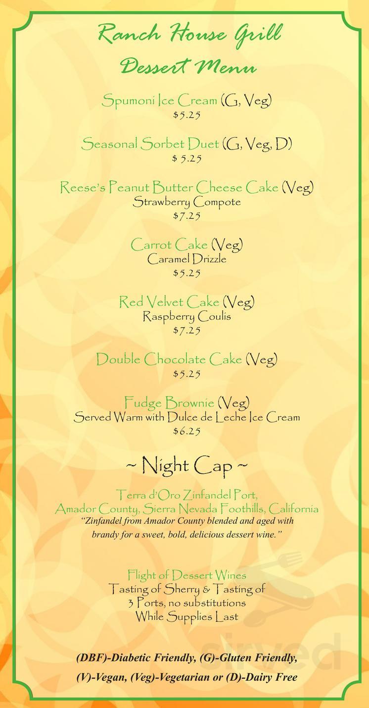 Robson Ranch Grill menu in Eloy, Arizona, USA