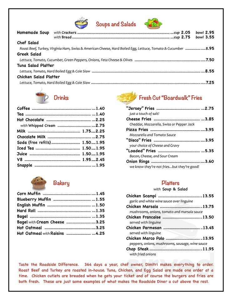 Roadside Diner menus in Wall Township, New Jersey, United States
