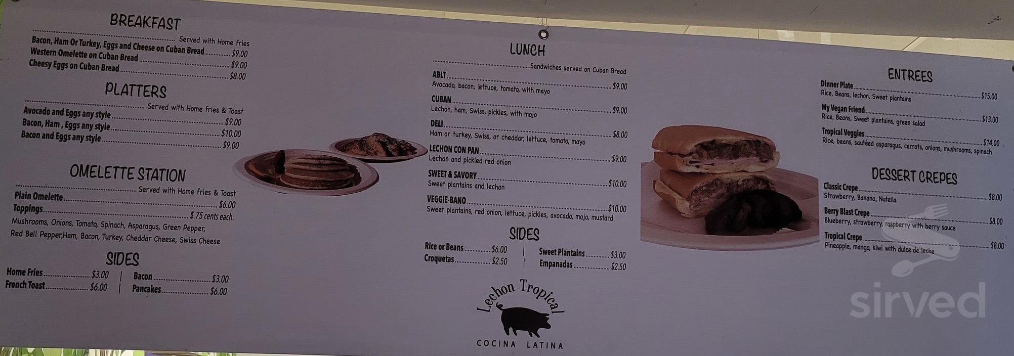 Menu for Lechon Tropical in West Palm Beach, FL | Sirved