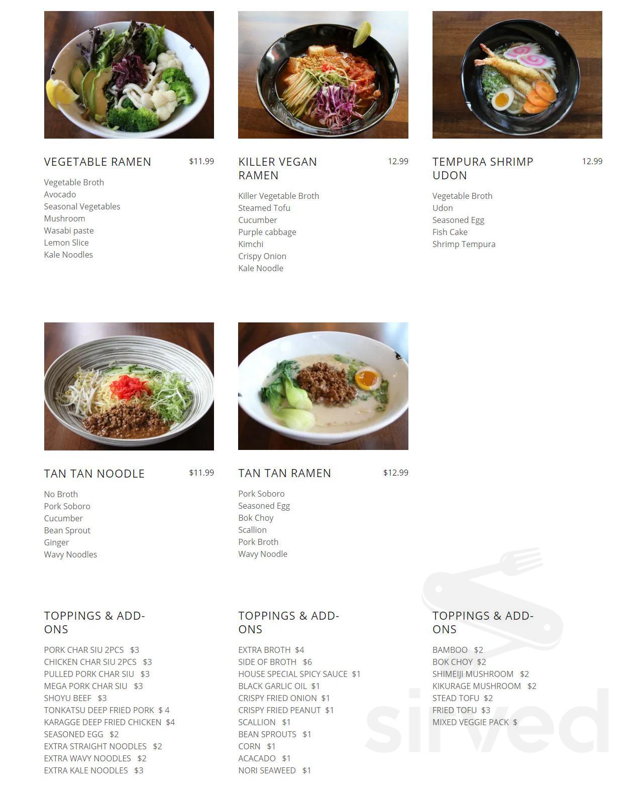 Ramen Legend menu in Salt Lake City, Utah, USA