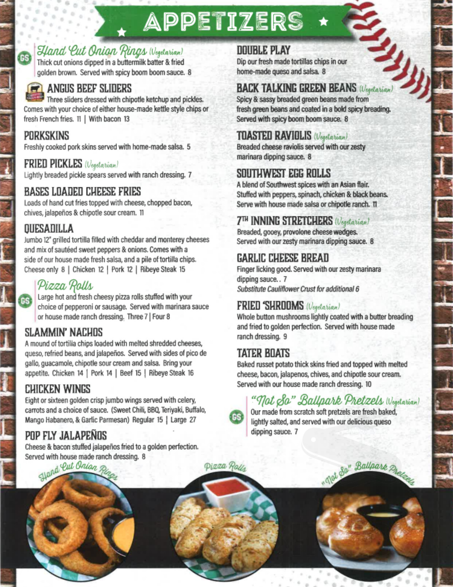 Infield Restaurant & Sports Bar menu in Tyler, Texas, USA