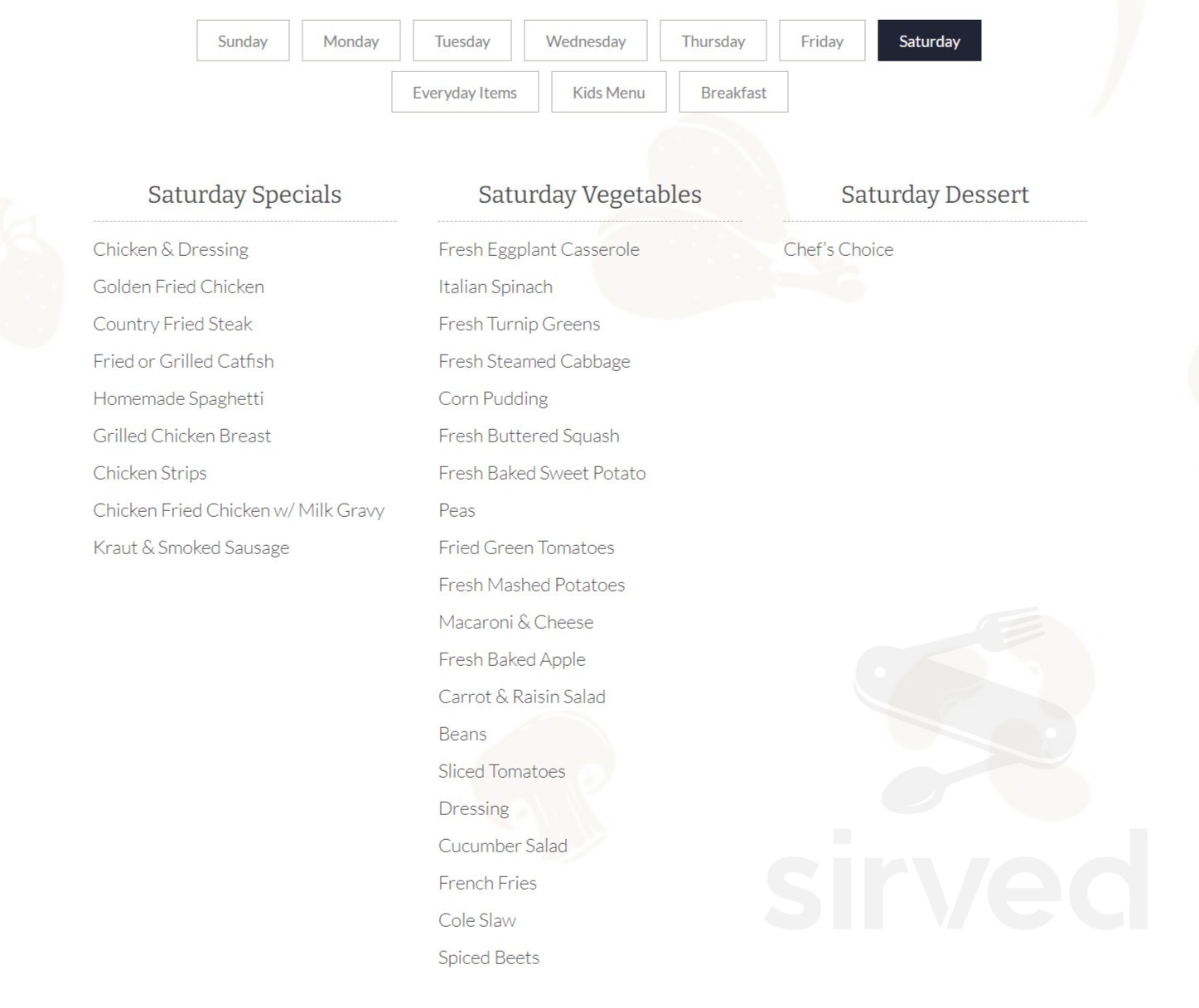 Menu - Memphis TN's The Cupboard Restaurant | Sirved
