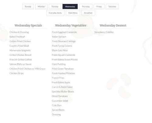 The Cupboard Restaurant menu in Memphis, Tennessee, USA
