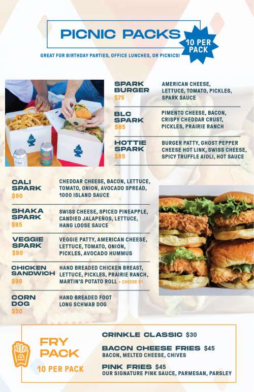 Spark menu in Oklahoma City, Oklahoma, USA