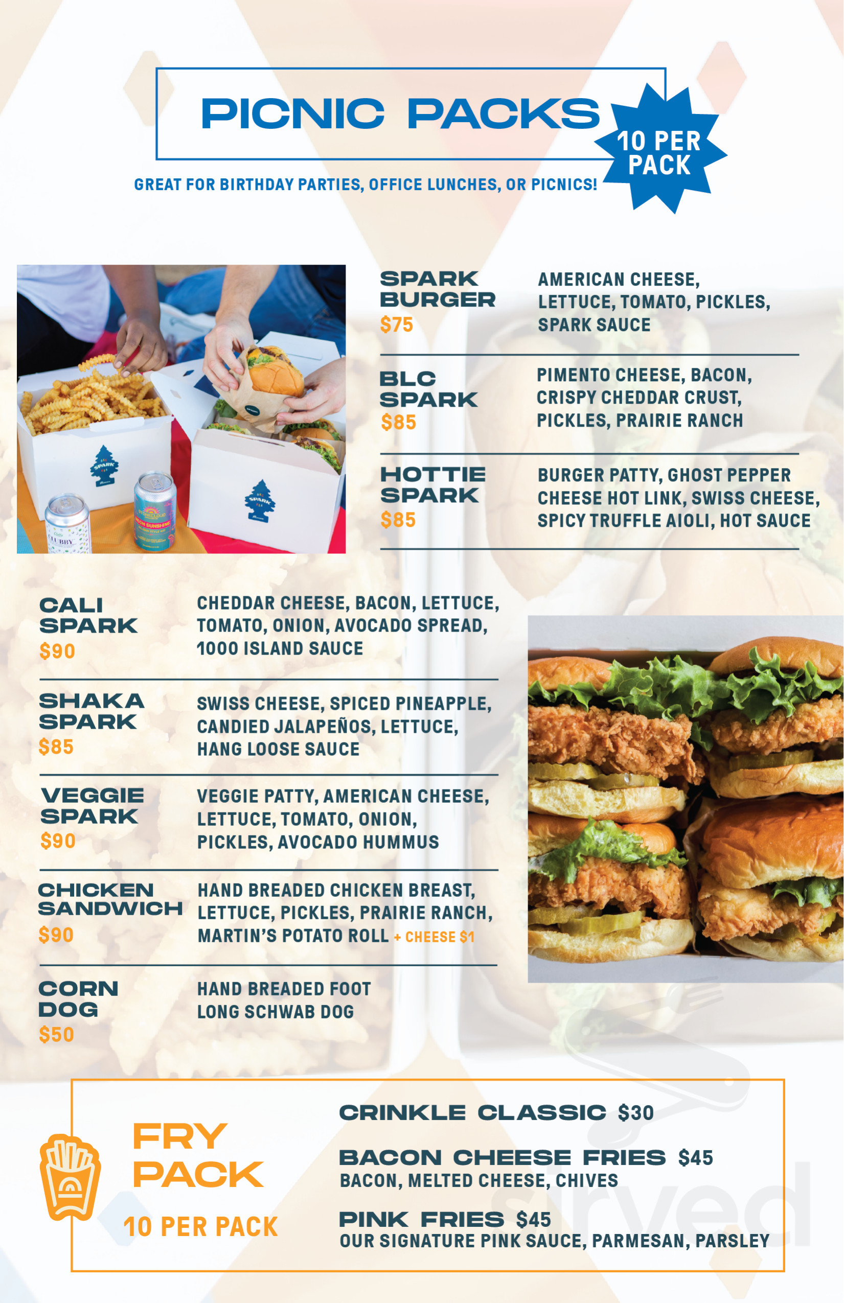 Spark menu in Oklahoma City, Oklahoma, USA