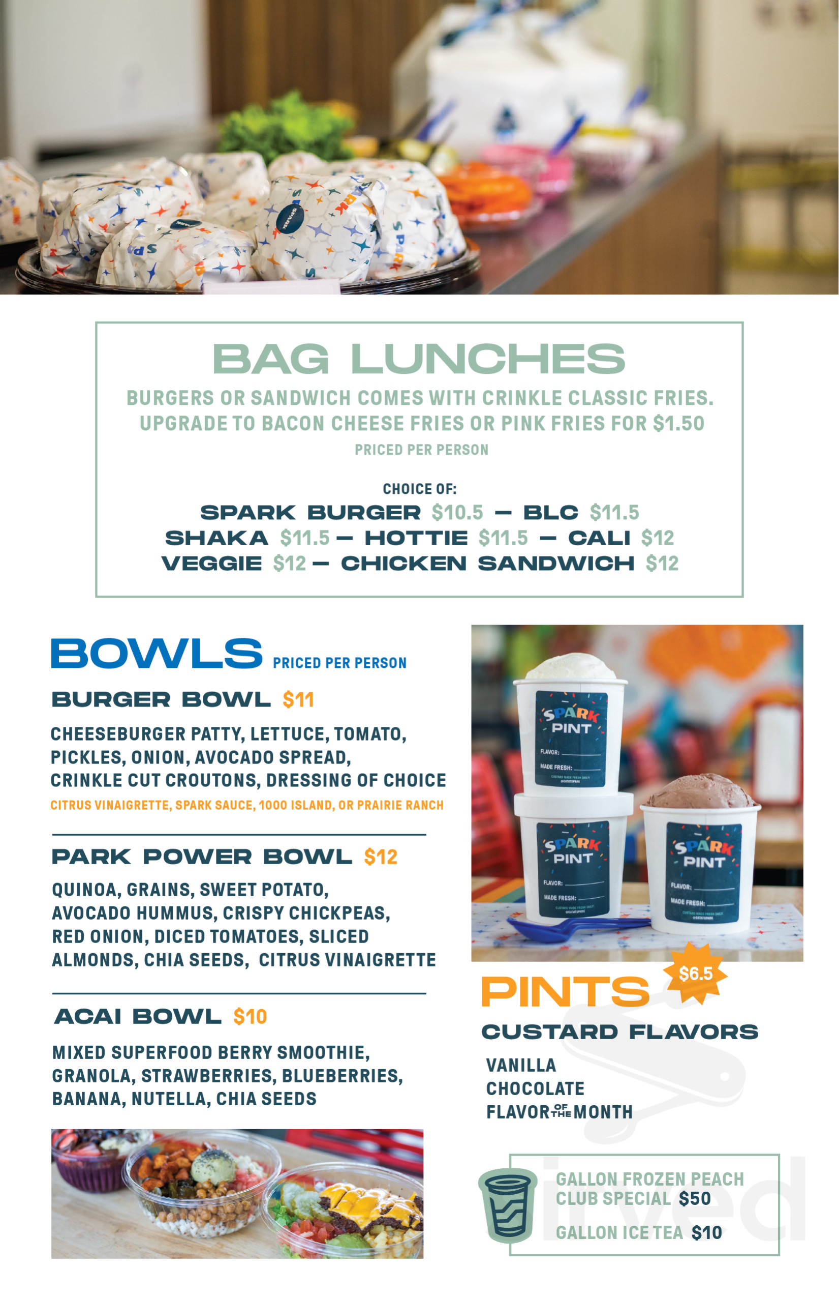 Spark menu in Oklahoma City, Oklahoma, USA