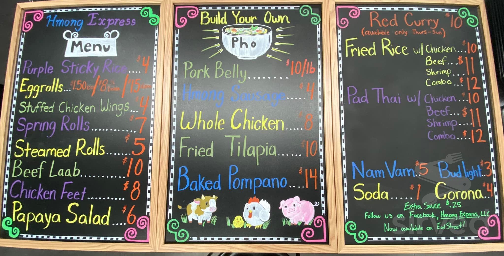 Hmong Express menu in Appleton, Wisconsin, USA