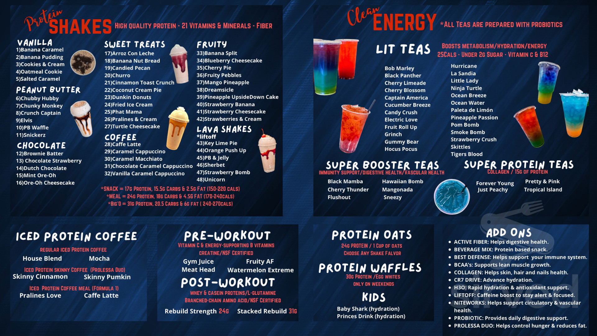 MVP Nutrition & Energy menu in Mesquite, Texas, USA