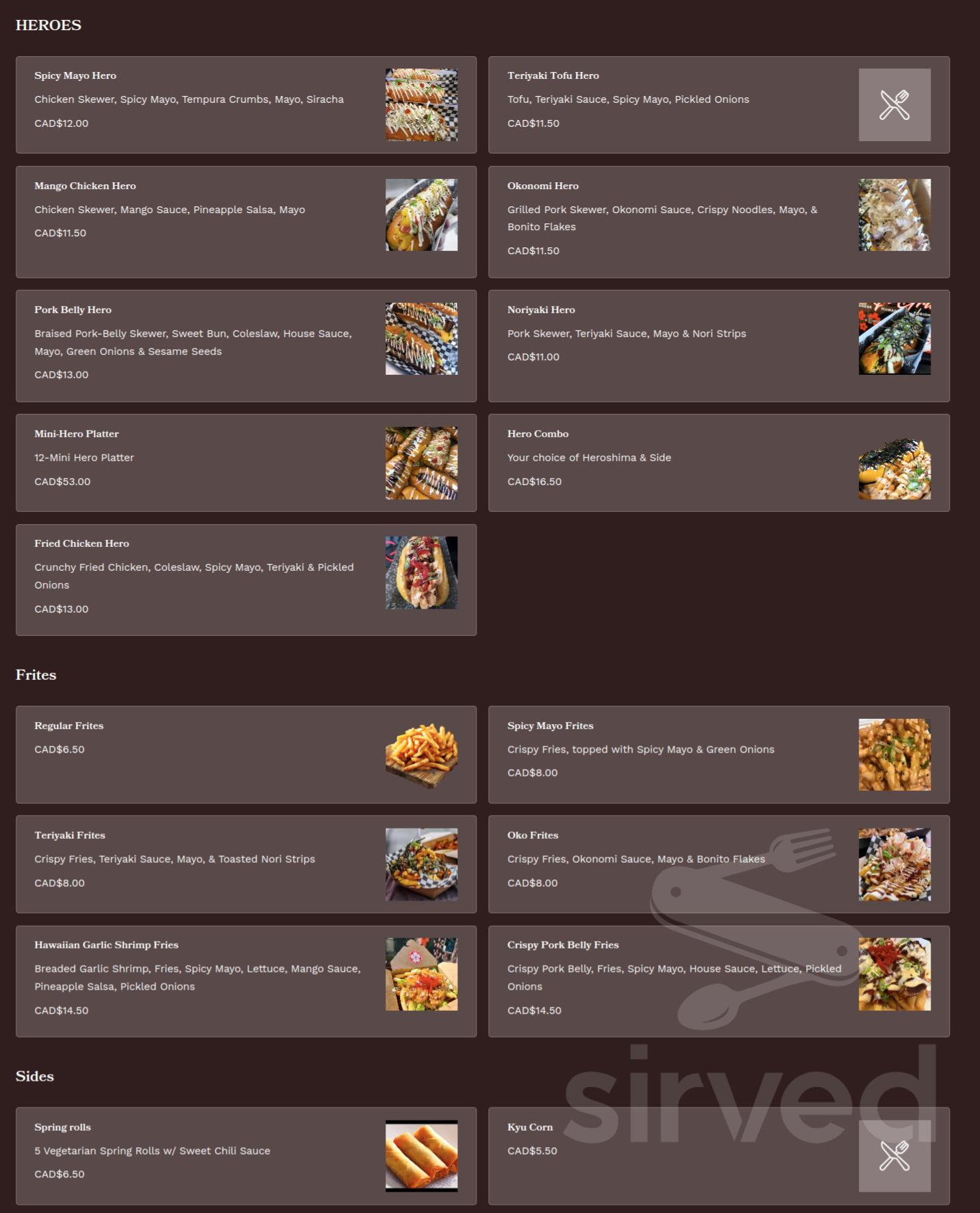 KYU GRILL KITCHEN - HENDERSON menu in Winnipeg, Manitoba, Canada