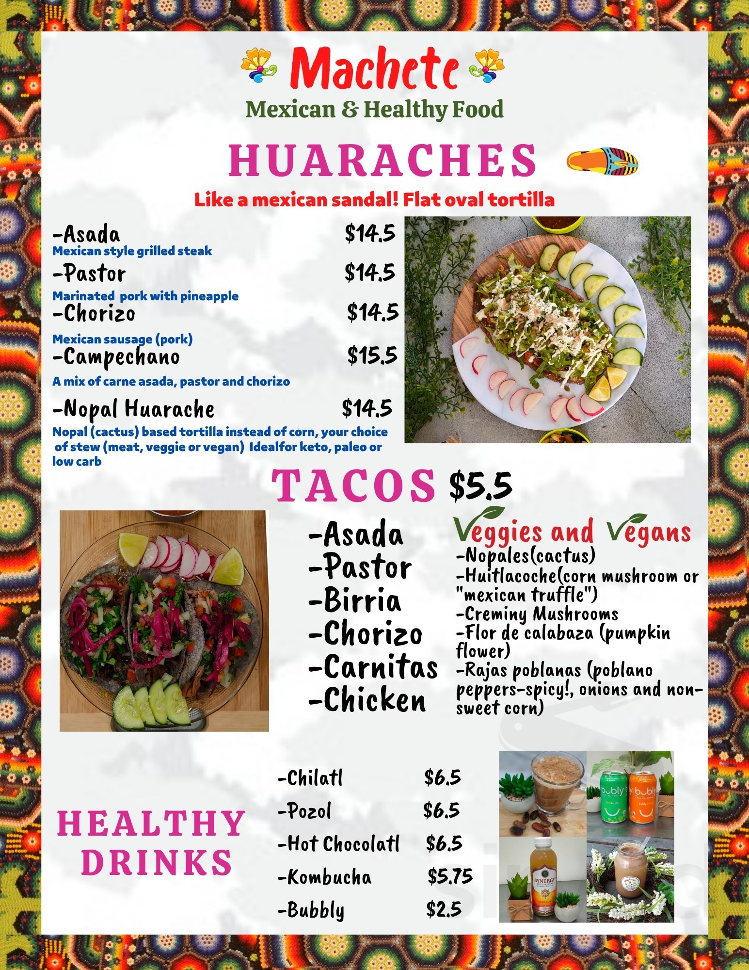 Machete Mexican and Healthy Food menu in Vancouver, British Columbia ...