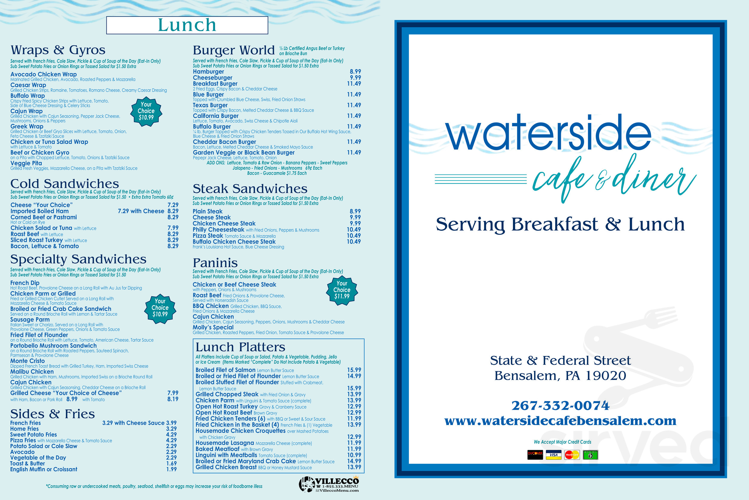 Waterside Cafe & Diner menus in Bensalem, Pennsylvania, United States