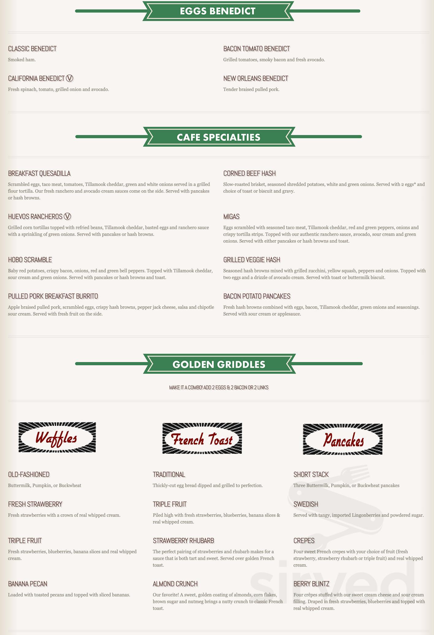 Village Square Cafe menu in Redmond, Washington, USA