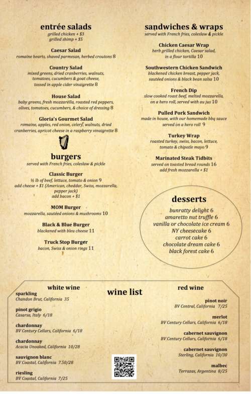 Monahan & Fitzgerald menu in Queens, New York, USA