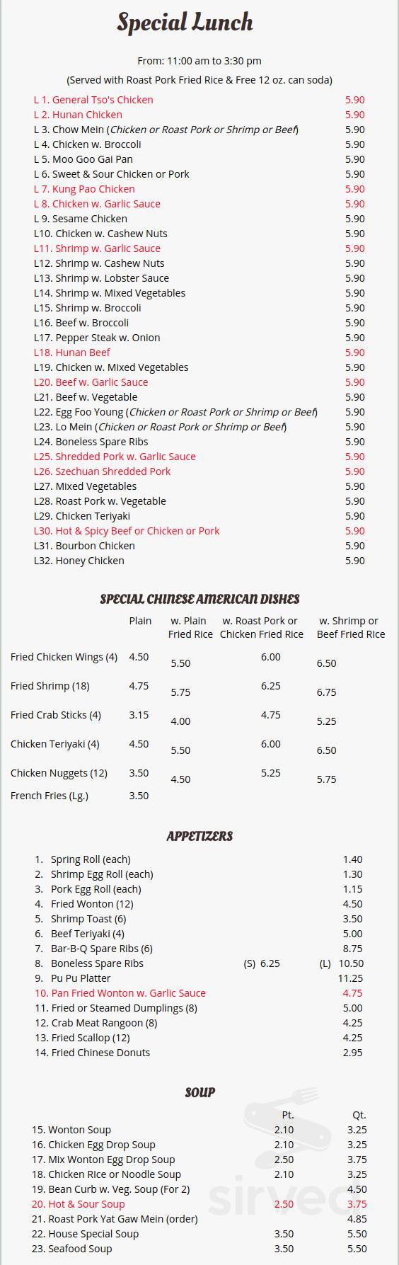 Menu - Ocala FL's Shanghai Restaurant | Sirved