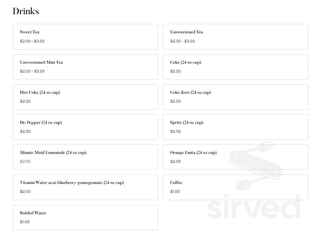 The Lively Café at St. John's menu in Tallahassee, Florida, USA