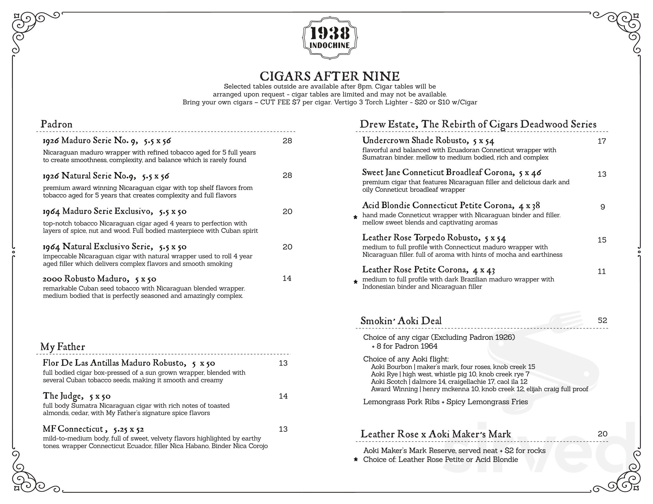 1938 Indochine menus in Honolulu, Hawaii, United States