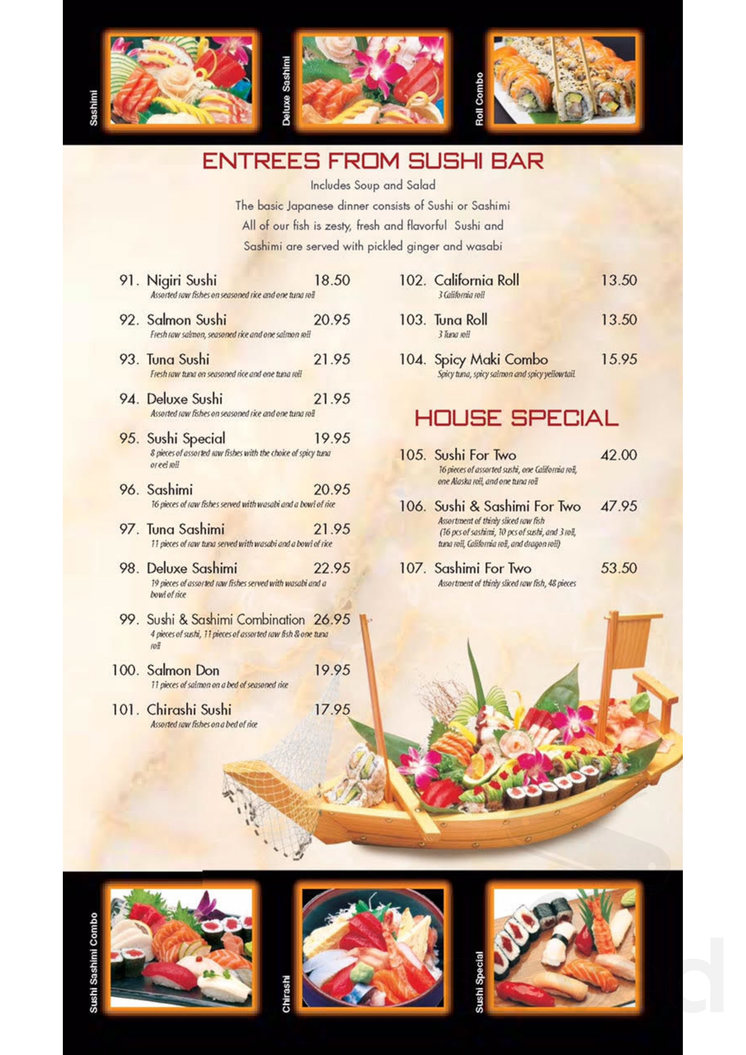 Mahzu Japanese Restaurant menu in Norwich, Connecticut, USA
