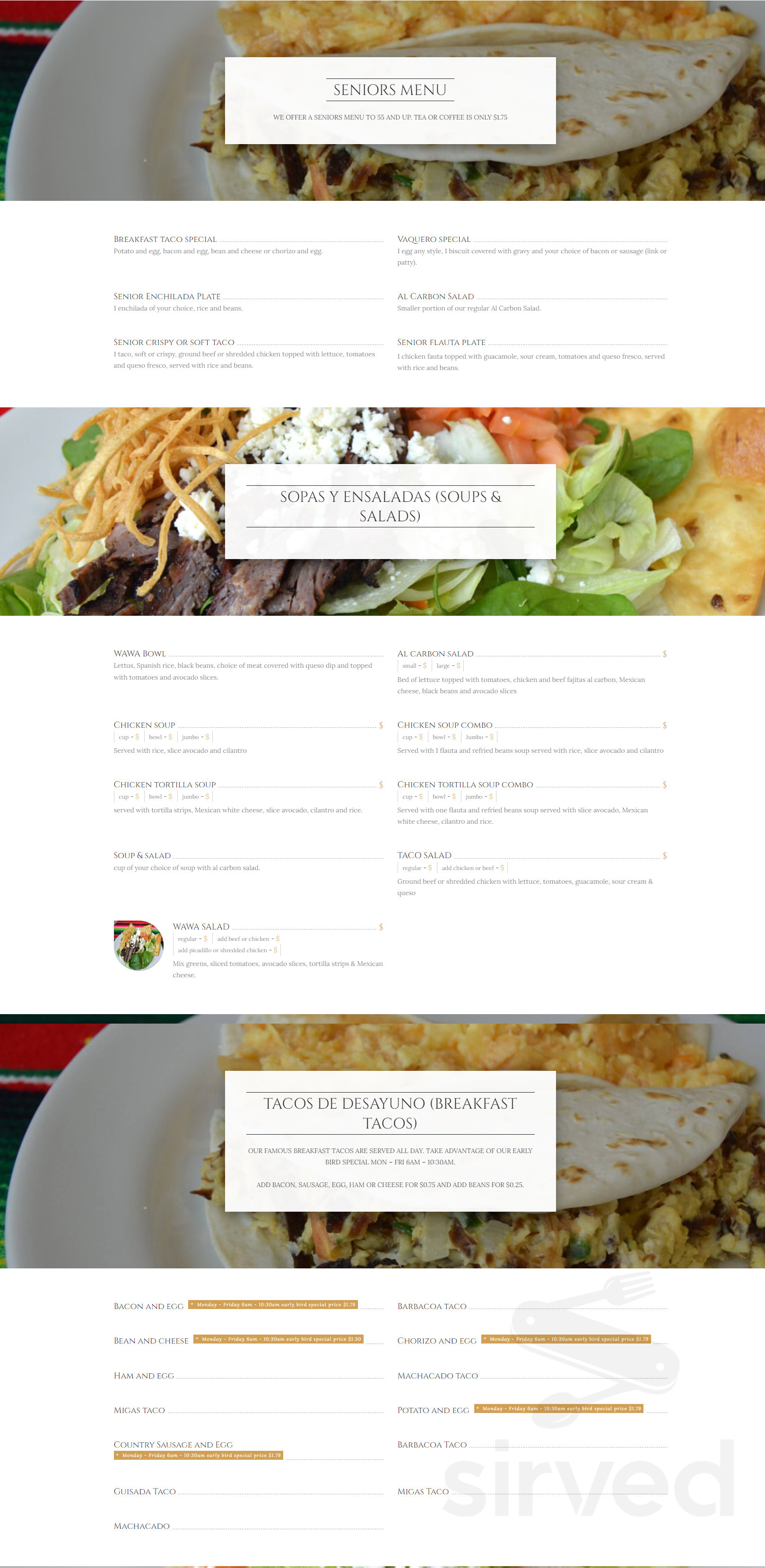 Ay Chiwawa menu in San Antonio, Texas, USA