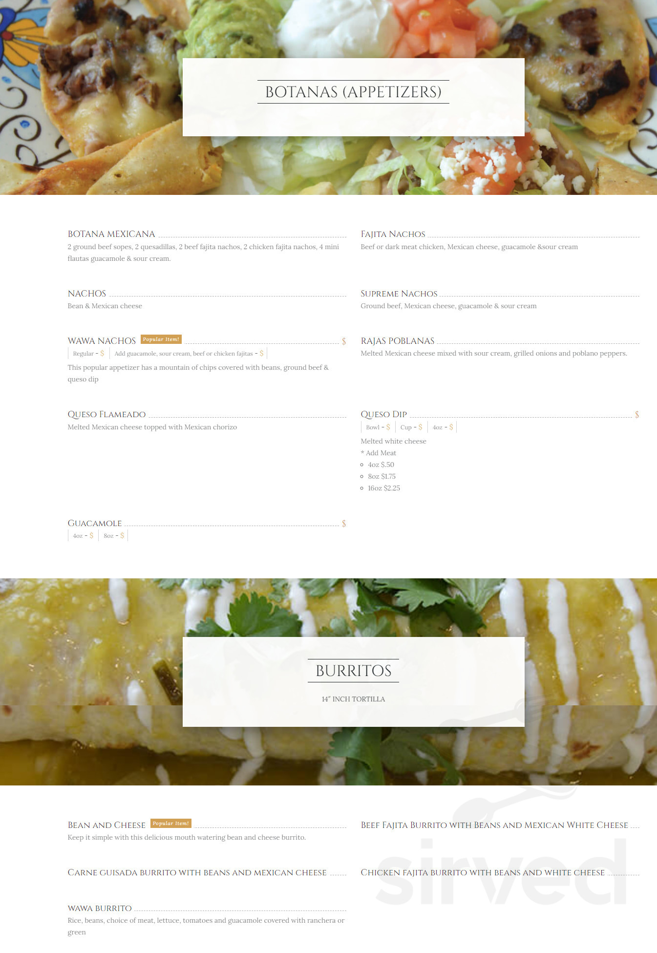 Ay Chiwawa menu in San Antonio, Texas, USA