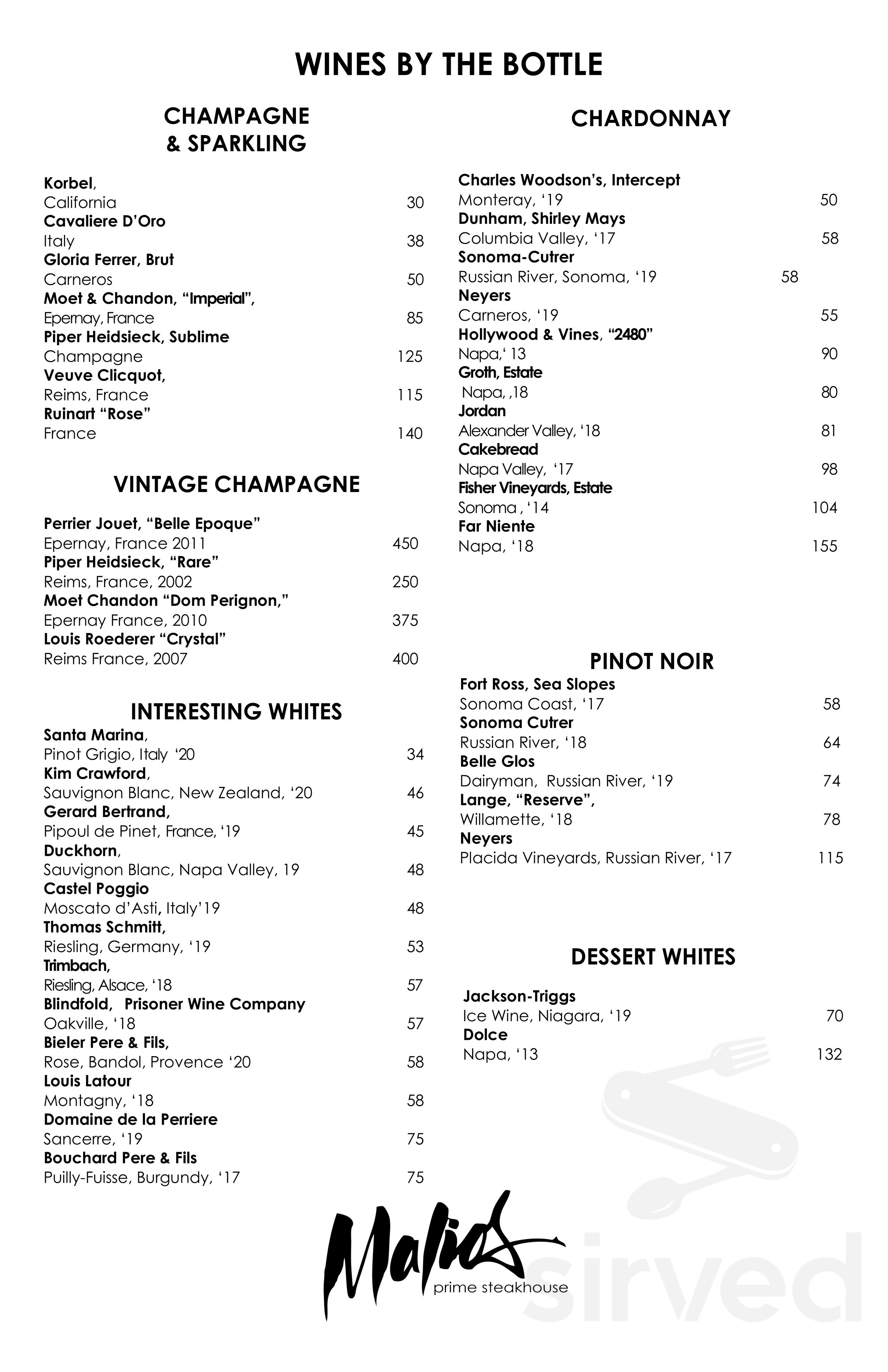 Malio's menus in Tampa, Florida, United States