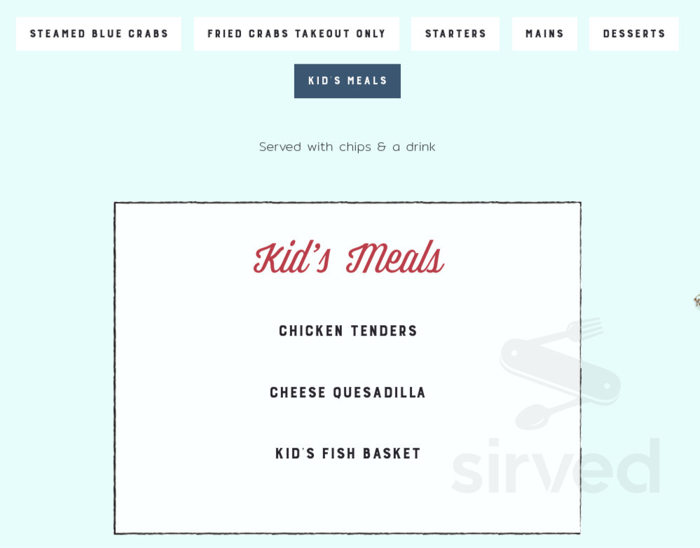 Wicker's Crab Pot Seafood menu in Chesapeake, Virginia, USA