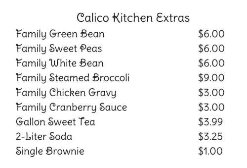 Calico Kitchen menu in Byhalia, Mississippi, USA
