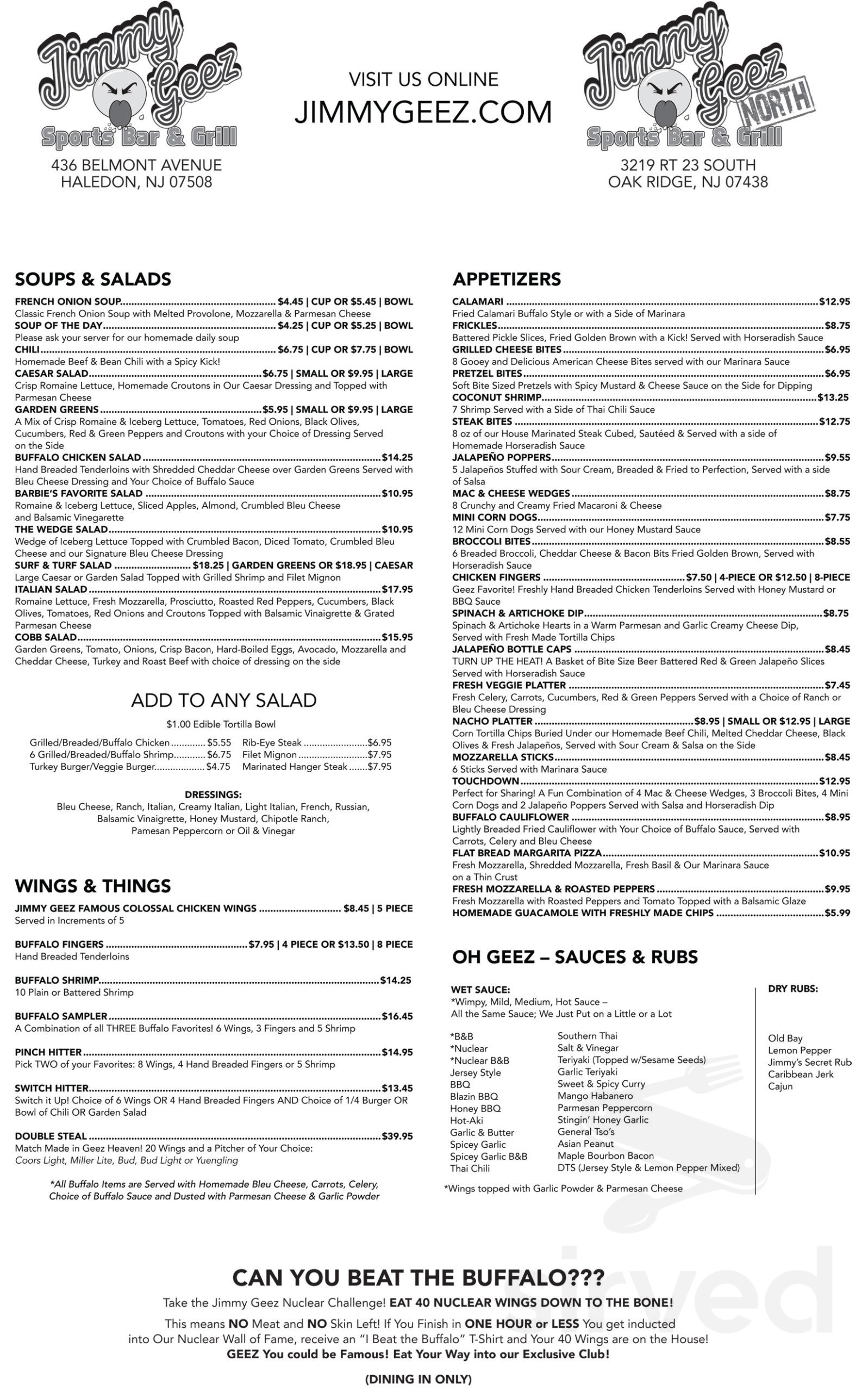 Jimmy Geez menu in Haledon, New Jersey, USA