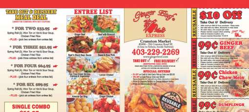 Menu for Ginger Beef Bistro House - Calgary, AB | Sirved