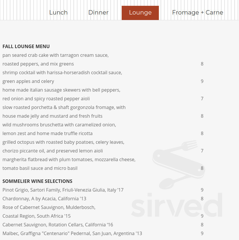 Menu - Las Vegas NV's Vintner Grill | Sirved