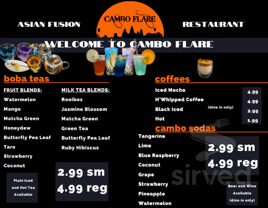 Cambo Flare menu in Big Lake, Minnesota, USA
