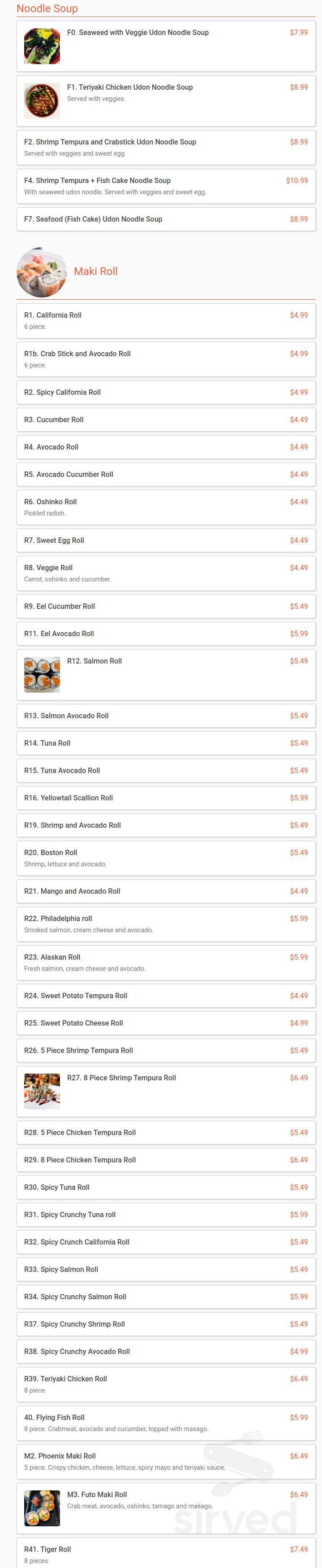 iSushi menu in Wheaton, Maryland, USA