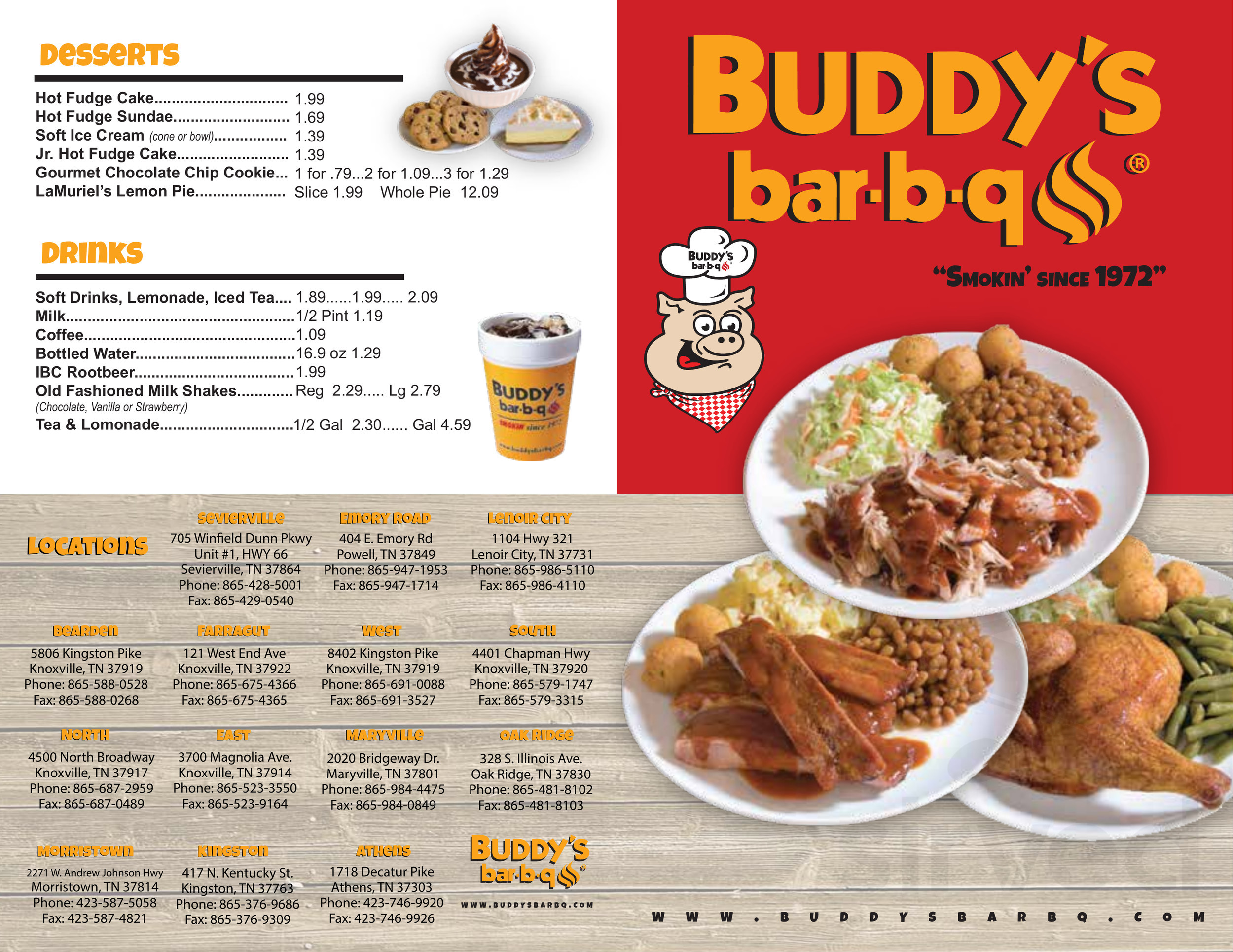 Buddy s Bar B Q Menus In Bristol Tennessee United States