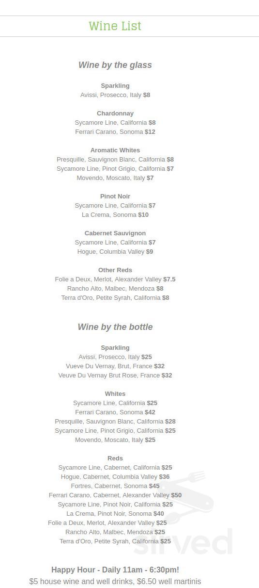 Menu - Shreveport LA's Bella Fresca Bistro | Sirved