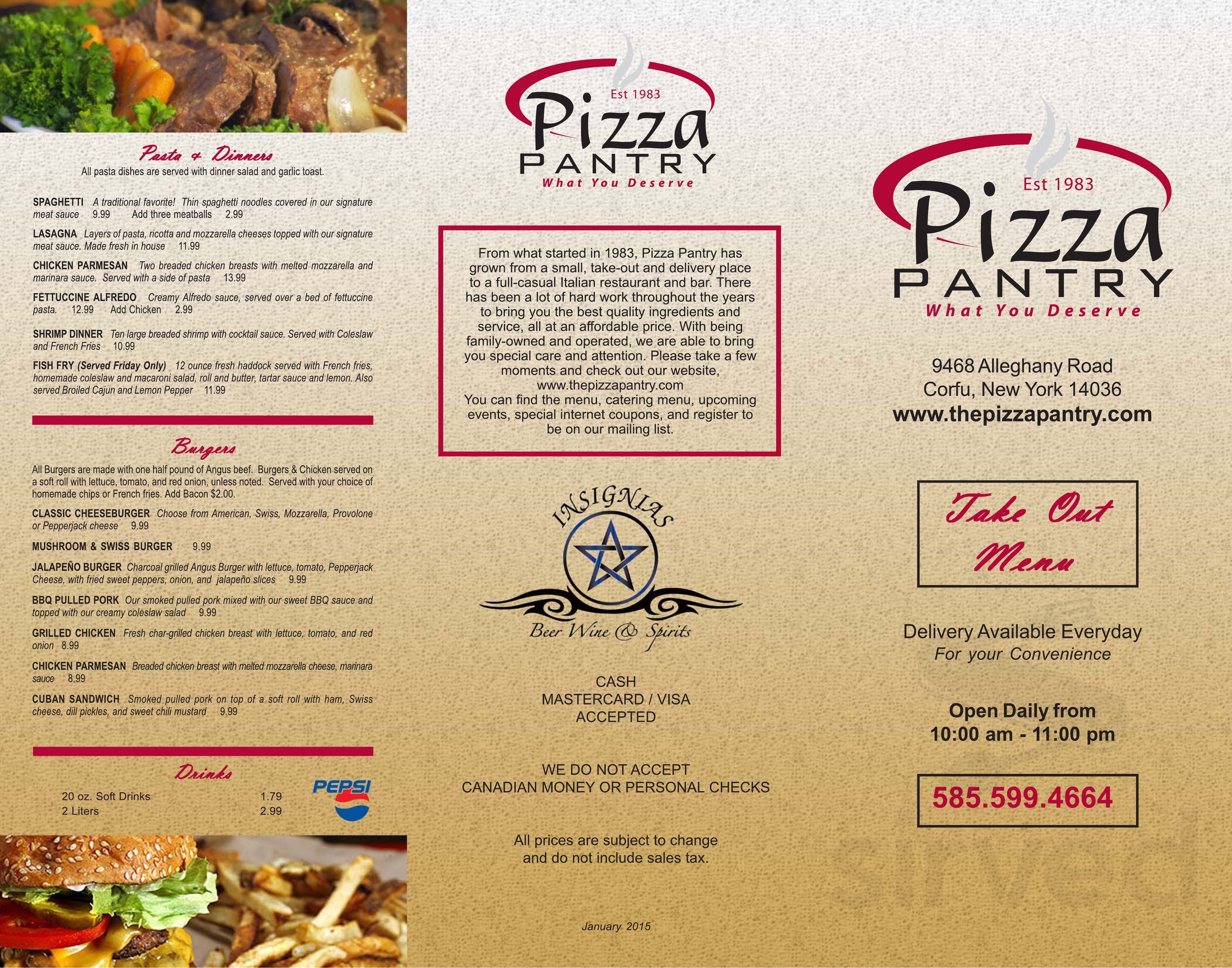 Pizza Pantry menu in Corfu, New York, USA